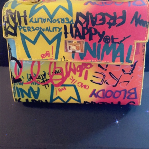 bajewelkits | Bags | Bright Graffiti Midsize Crossbody Handbag | Poshmark